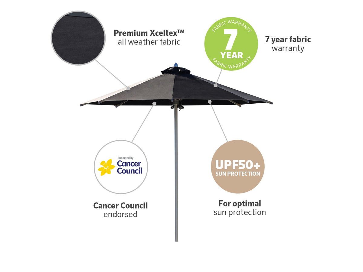 Coolaroo Ceduna 3m Round Wind Rated Market Umbrella | FurnitureOkay®