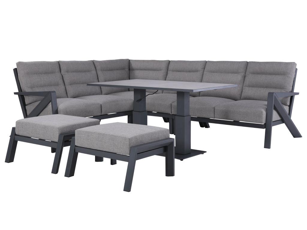 Mosman 7-Piece Aluminium Outdoor Modular Lounge Setting — Charcoal ...