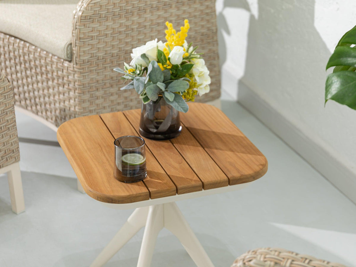 SIMPO Atlanta Outdoor Side Table — White | FurnitureOkay®